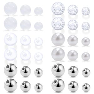 ftovosyo 36pcs 14g 3-5mm multiple different sizes replacement balls jewelry piercing stainless steel barbell parts for industrial barbell/nipple rings/tongue rings