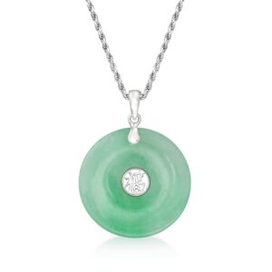 ross-simons jade "blessing" circle pendant necklace in sterling silver