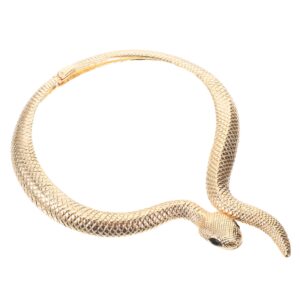 vaguelly golden snake necklace adjustable retro snake shape collar choker alloy snake jewelry neck decoration for halloween easter bib party