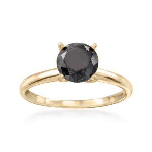 ross-simons 1.00 carat black diamond solitaire ring in 14kt yellow gold. size 7