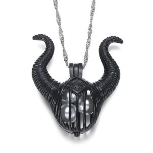 suu villain jewelry maleficent necklace women girls locket necklace maleficent horn pearl cage pendant black necklace villain gift