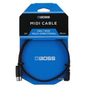 boss bmidi-2-35 – 2ft / 60cm – space-saving 3.5mm trs to multi-directional 5-pin midi cable – provides premium connectivity pedals