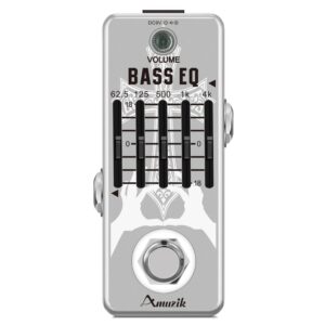 amuzik bass eq pedal 5 band equalizer pedals for bass guitar with 5 band graphic mini size full metal shell true bypass, lef-317b