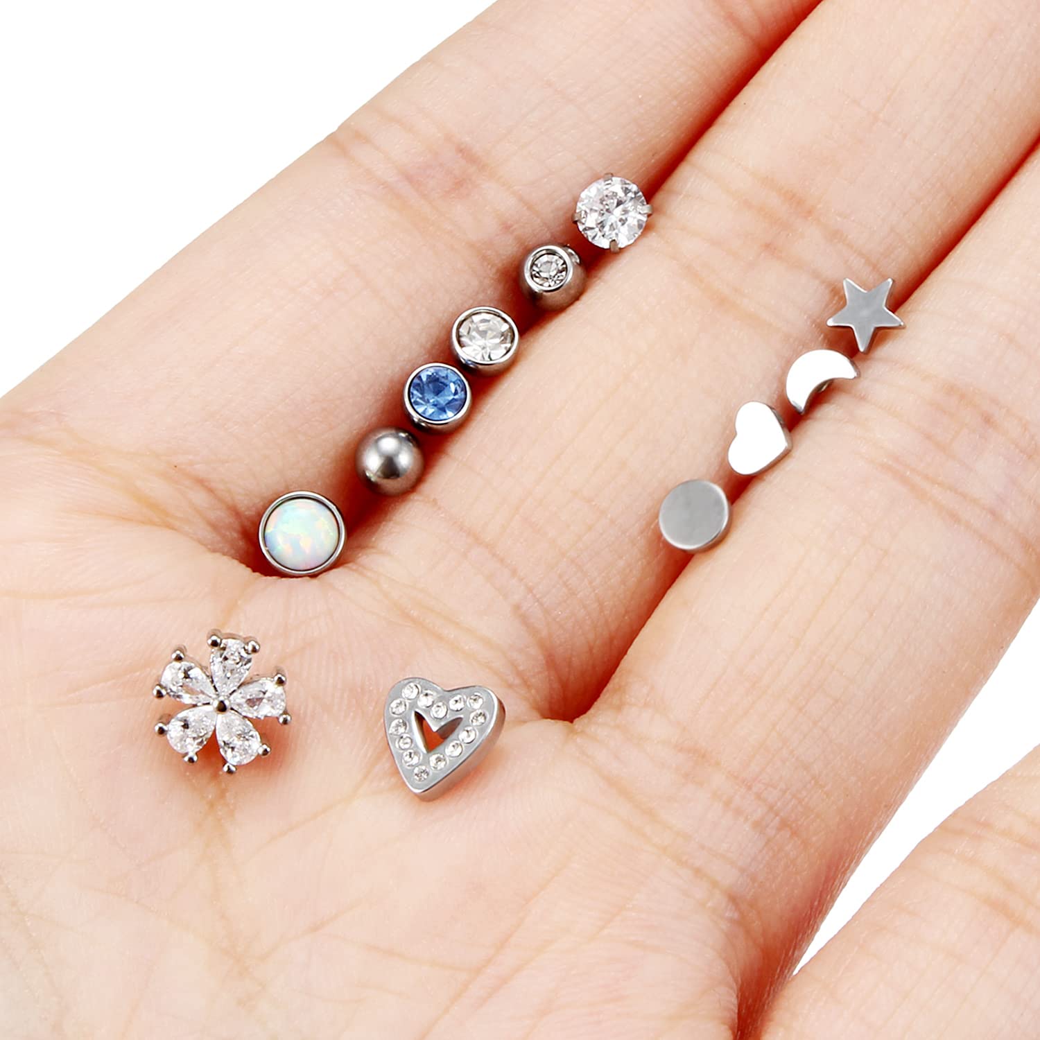 Ftovosyo Clear CZ Flower Internally Threaded Dermal Anchor Top Microdermals Skin Piercing Jewelry for Women Men