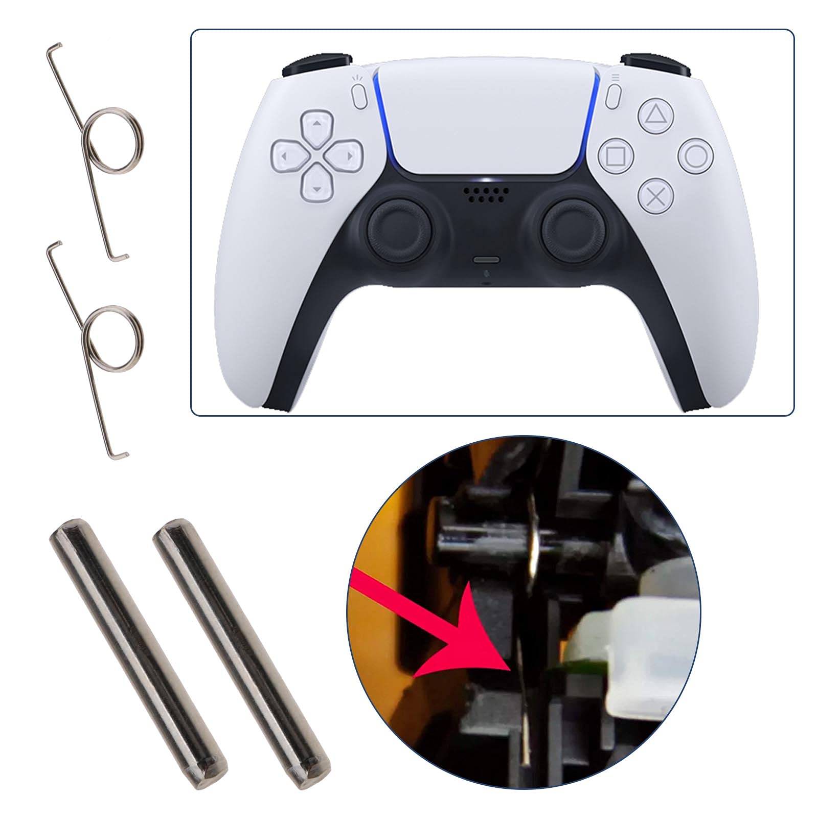 SING F LTD 10 Set Replacement L2 R2 Trigger Button Springs with Cylinder Compatible with DualSense PS5 Controller Spring Replacement Repair Part