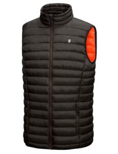 little donkey andy men's lightweight puffer vest warm thermal sleeveless jacket for golf casual travel slate brown l