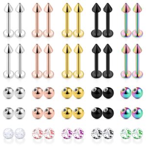 ftovosyo 20pcs lip rings + 30pcs replacement balls 16g surgical steel labret studs medusa piercing jewelry for women men externally threaded barbell parts 10mm