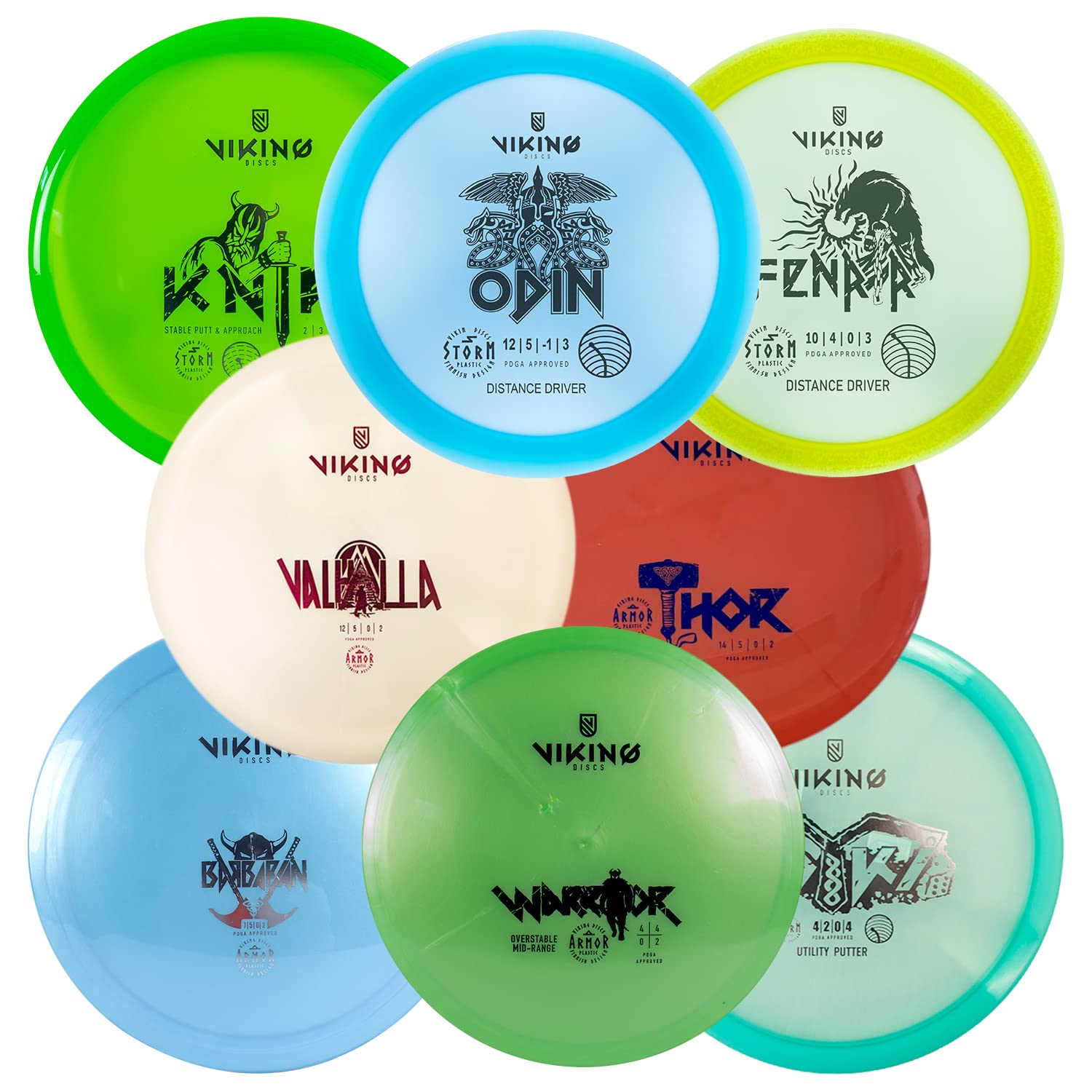 Viking Discs 8-Disc Tournament Set for Disc Golf - Advanced Disc Golf Equipment Bulk Set