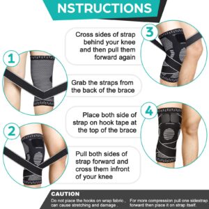 Dr. Brace Knee Braces for Knee Pain, Premium Knee Compression Sleeve Support with Straps for Running, Workout, Gym, Hiking, Arthritis, ACL, Joint Pain Relief, Meniscus Tear, Injury Recovery, Sports