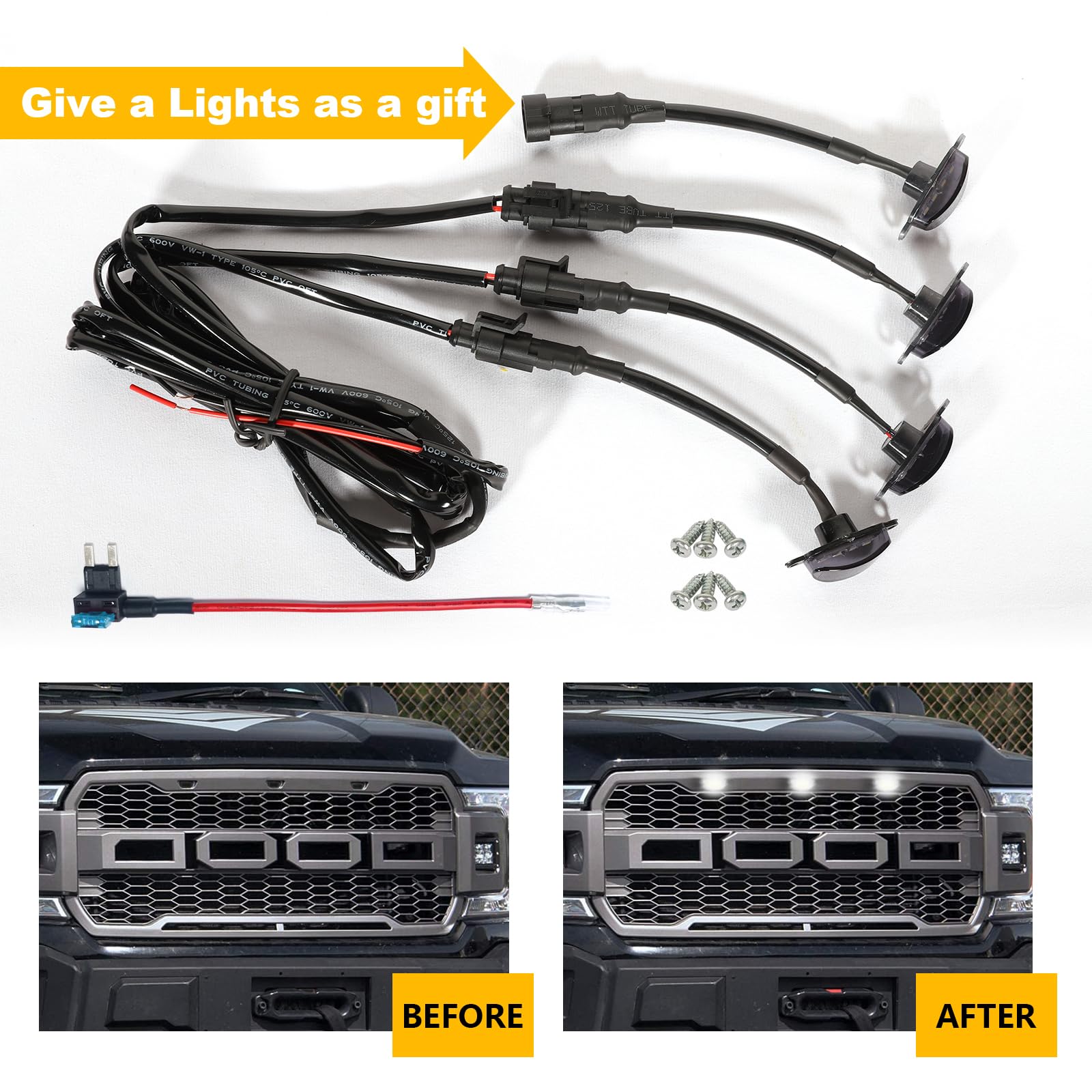 GTYUNKE Front Grille Lights for F150 2004-2019 Rapt0r Style Aftermarket Grille RAM 1500 2013-2018 Aftermarket Grille Light White LED