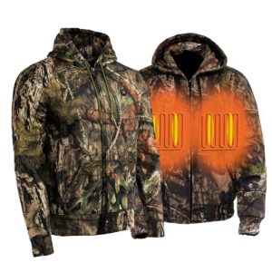 nexgen heat nxm1776set men's camouflaged heated zipper hoodies - warming camo hoodie for hunting w/battery - xx-large