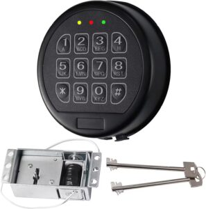 wah lin parts gun safe lock replacement with 2 override keys & solenoid black keypad safe electronic safe lock for fireproof safe box