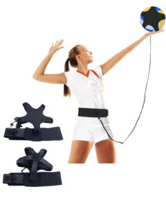 volleyball premium training equipment aid rebounder serving trainer solo spike practice for indoor or outdoor resistance belt set for arm swing passing for beginner adjustable cord and waist length