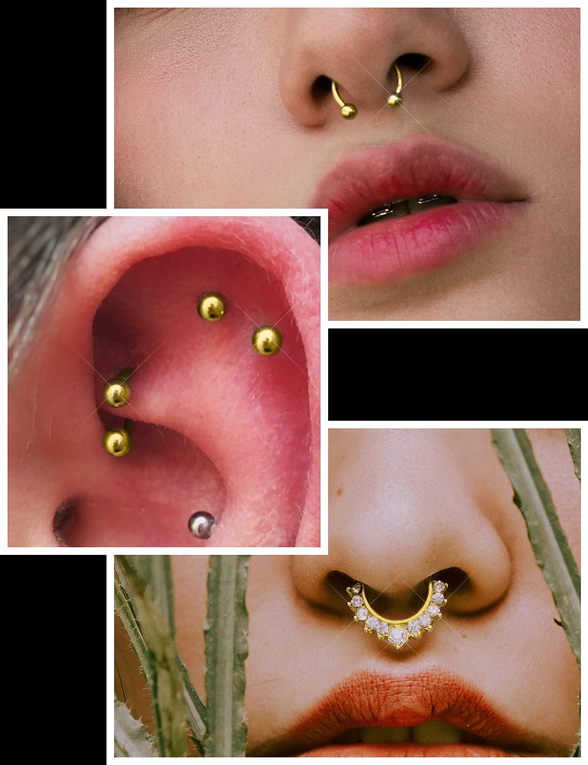 Msndnkwo 16G Septum Ring for Women Men 316L Surgical Stainless Steel Septum Jewelry Nipple Rings Nose Ring Seamless Hinged Segment Clicker CZ Daith Rook Helix Tragus Cartilage Piercing Jewelry