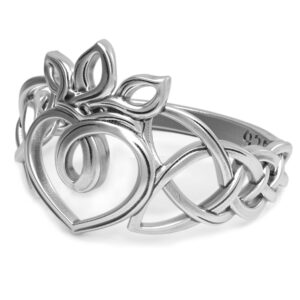 925 Sterling Silver Claddagh Rings for Women - Endless Celtic Knot Love Heart Crown Ring - Friendship Promise Engagement Rings - Norse Irish Jewelry Gifts for Her - Handmade (6.5)