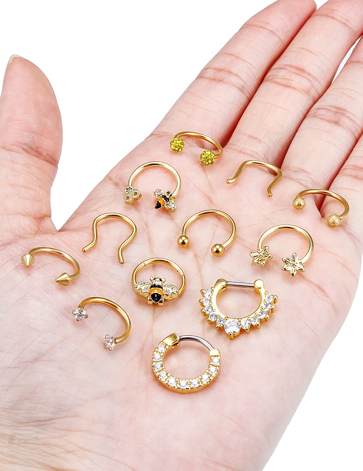 Msndnkwo 16G Septum Ring for Women Men 316L Surgical Stainless Steel Septum Jewelry Nipple Rings Nose Ring Seamless Hinged Segment Clicker CZ Daith Rook Helix Tragus Cartilage Piercing Jewelry