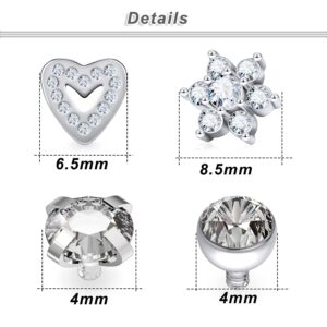 Ocptiy Dermal Piercing Jewelry Kit Dermal Tops 14G G23 Titanium Dermal Anchor Internally Threaded Dermal Replacement Piercing Tops Balls Jewelry Women Men