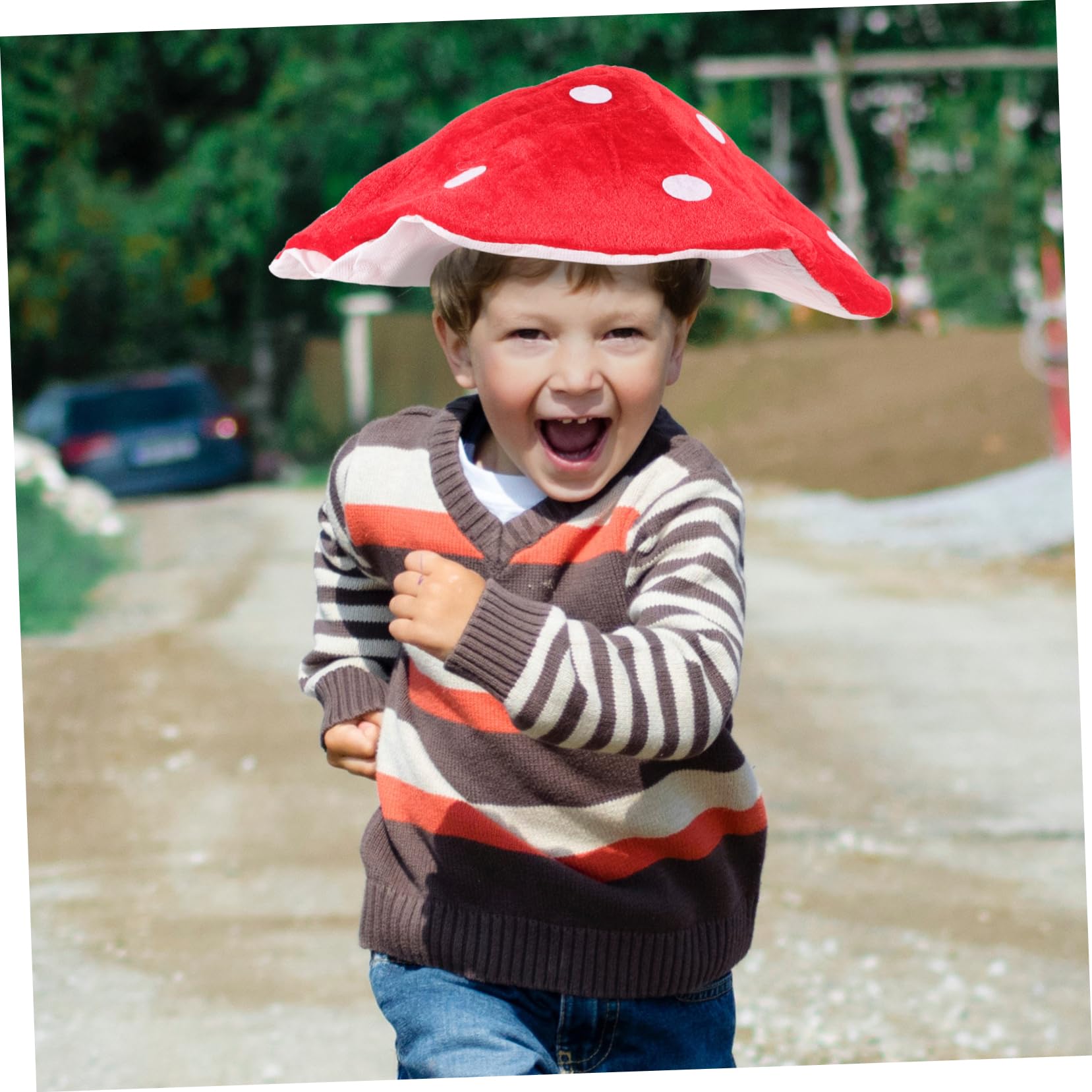 NUOBESTY Mushroom Hat Red White Spotted Mushroom Plush Novelty Hat Hat Cosplay Cap for Kids Adult Halloween Party Favors Hat Costume Photo Props