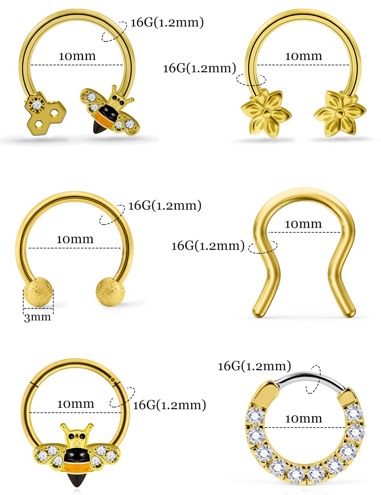 Msndnkwo 16G Septum Ring for Women Men 316L Surgical Stainless Steel Septum Jewelry Nipple Rings Nose Ring Seamless Hinged Segment Clicker CZ Daith Rook Helix Tragus Cartilage Piercing Jewelry