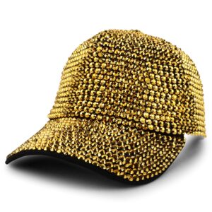 trendy apparel shop bling stone studs bedazzle structured baseball cap - gold