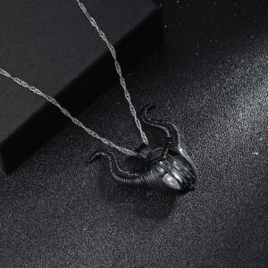 SUU Villain Jewelry Maleficent Necklace Women Girls Locket Necklace Maleficent Horn Pearl Cage Pendant Black Necklace Villain Gift