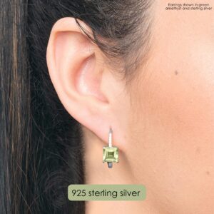 Square White Topaz Lever Back Earrings for Women in 925 Sterling Silver with Princess Cut November Birthstone Created White Sapphire Accents by Nicole Miller Fine Jewelry