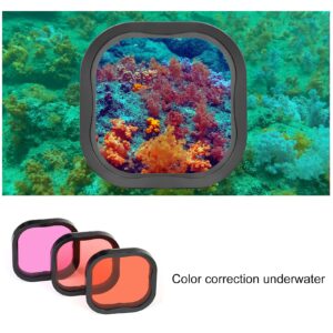 GEPULY Waterproof Case with Dive Filters for GoPro Hero 13 12 11 10 9 Black, 60M Underwater Protective Dive Housing Case with Red, Snorkel, Magenta, 5X Close-up Macro Filters