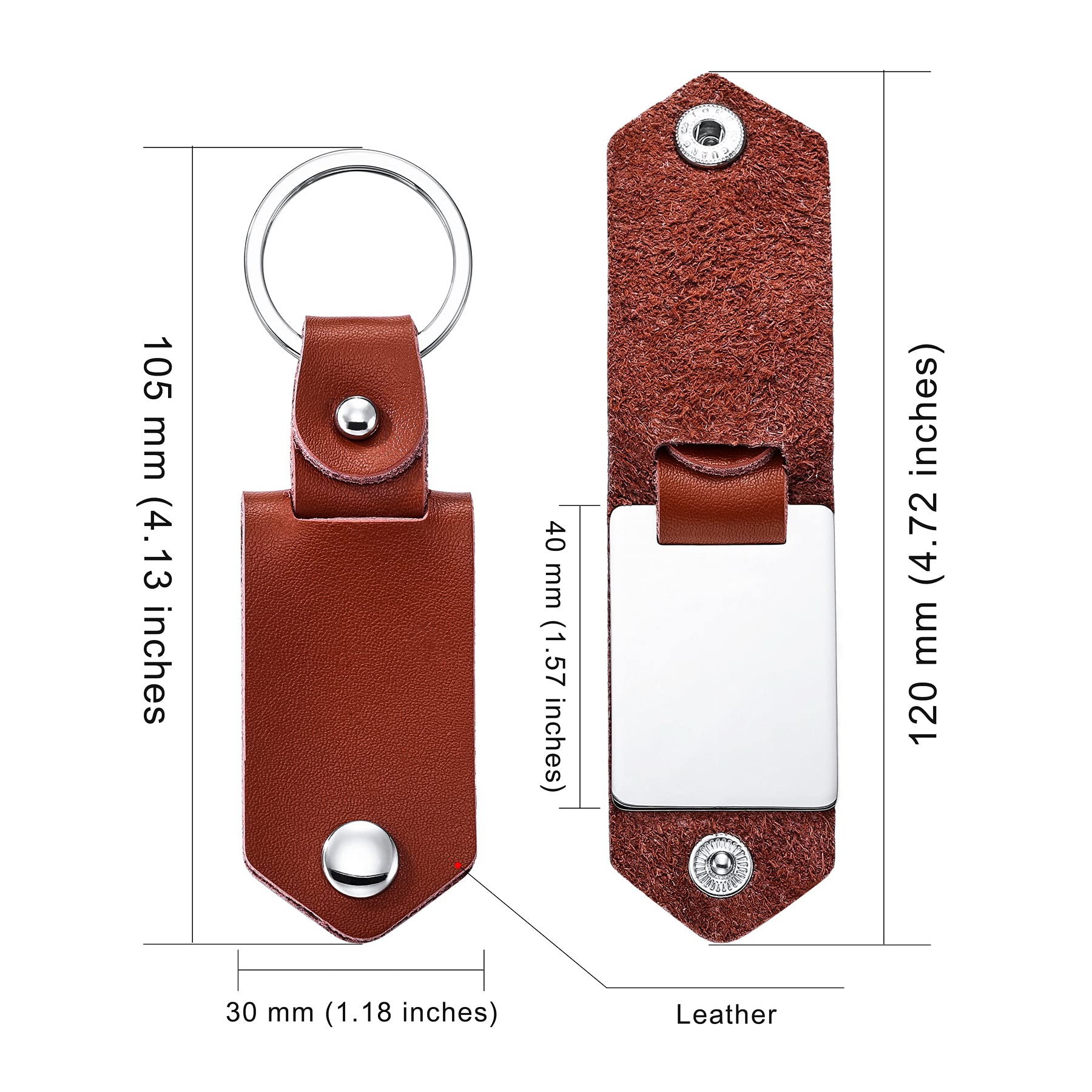 MeMeDIY Personalized Leather Keychain Gifts for Men Boyfriend Dad Husband Custom Photo Picture Date Name Text Father's Day