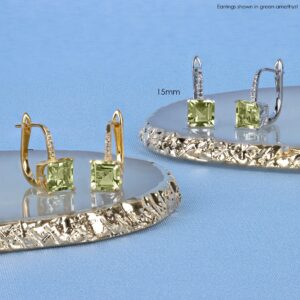 Square White Topaz Lever Back Earrings for Women in 925 Sterling Silver with Princess Cut November Birthstone Created White Sapphire Accents by Nicole Miller Fine Jewelry