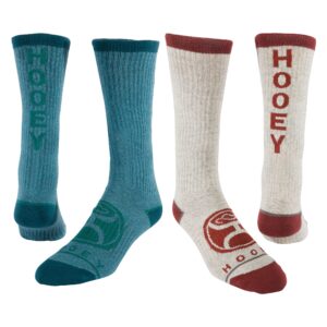 hooey athletic boot socks western-inspired boot socks for men | teal/gray | medium | 2-pack