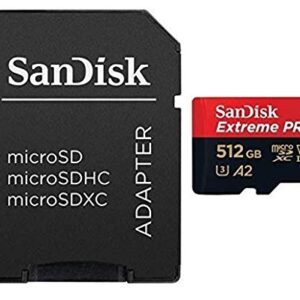 SanDisk 512GB Extreme Pro MicroSD Memory Card with Adapter Works with GoPro Hero 10 Black Action Cam U3 V30 4K A2 Class 10 SDSQXCZ-512G-GN6MA Bundle with 1 Everything But Stromboli Micro Card Reader