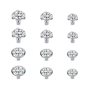 14g 4-20pcs surgical steel dermal piercing jewelry cubic zircon micro dermal anchor tops titanium base dermal piercing