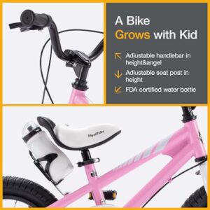 Royalbaby Freestyle 2 Handle Brakes Kids Bike Girls 14 Inch Childrens Bicycle with Training Wheels for Toddlers Beginners Age 3-5 Years, Pink