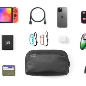 tomtoc Sling Shoulder Bag for Nintendo Switch/Switch OLED/Odin2, Removable EVA W-shaped Structure, Protective Carrying Pouch with 20 Game Cartridges Fit Pro Controller, Charger and Accessories