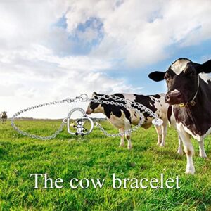 POPLYKE Heart Cow Bracelet 925 Sterling Silver Heart Bracelet for Women Cow Jewelry I love you forever Bracelet