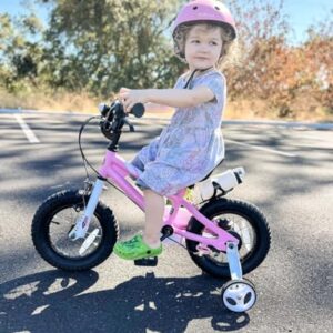 Royalbaby Freestyle 2 Handle Brakes Kids Bike Girls 14 Inch Childrens Bicycle with Training Wheels for Toddlers Beginners Age 3-5 Years, Pink