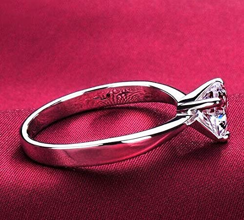 Sdouefos CZ Engagement Rings for Women 925 Sterling Silver Solitaire Cushion Love Heart Cubic Zirconia Promise Engagement Ring (5)