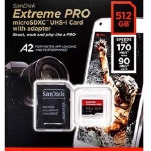 SanDisk 512GB Extreme Pro MicroSD Memory Card with Adapter Works with GoPro Hero 10 Black Action Cam U3 V30 4K A2 Class 10 SDSQXCZ-512G-GN6MA Bundle with 1 Everything But Stromboli Micro Card Reader