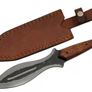 Szco Supplies 13" Railroad Spike Full Tang Spear-Point Hunting Knife with Leather Sheath, Brown, (HS-7900)