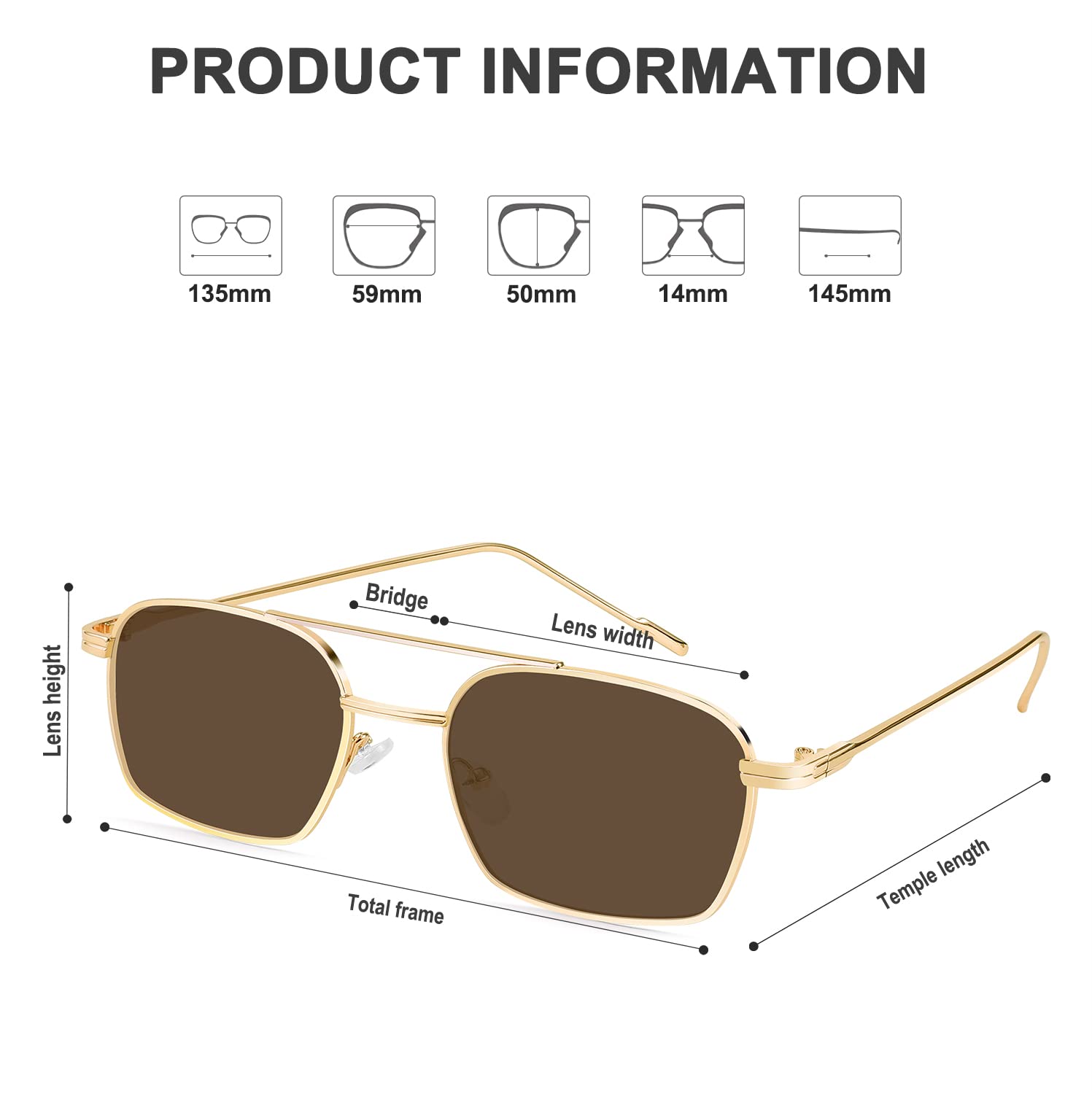 FEISEDY Fashion Square Aviator Sunglasses Women Men Classic Aviator Metal Frame Candy Color Glasses B1036