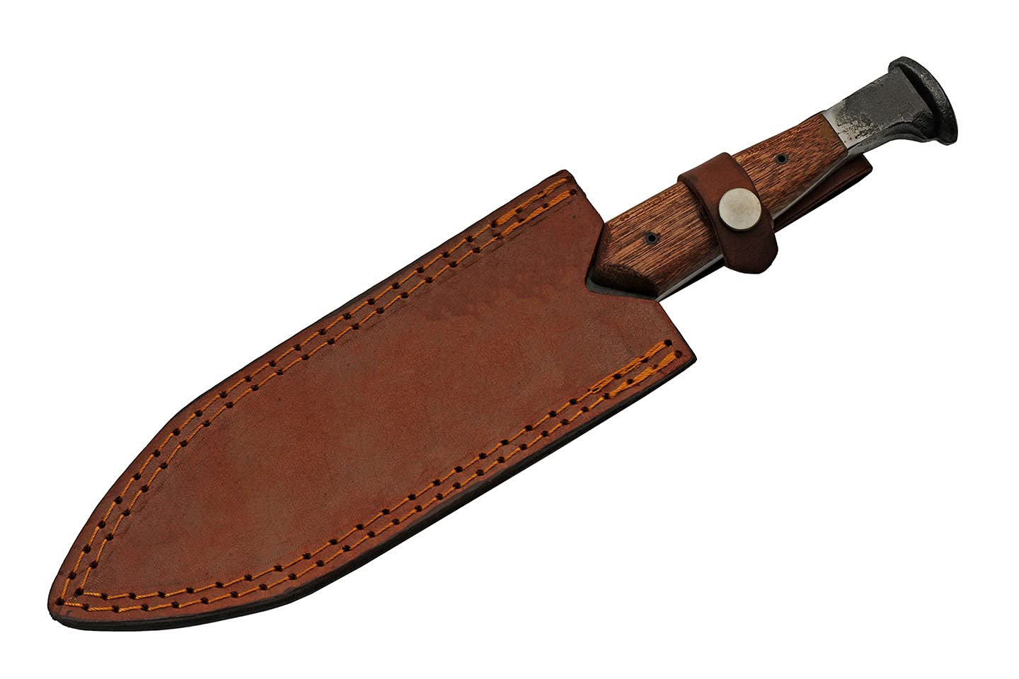 Szco Supplies 13" Railroad Spike Full Tang Spear-Point Hunting Knife with Leather Sheath, Brown, (HS-7900)