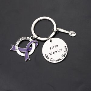 Fibromyalgia Awareness Gift Fibromyalgia Jewelry Fibro Warrior aka Chronic Badass Keychain (Fibro Warrior K)