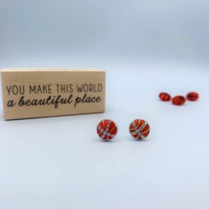 Men's Basketball Earrings - Basketball Stud Earrings for Women - Sports 925 Basketball Jewelry (Basketball)