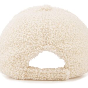 YCMI Lamb-Wool Baseball Hats for Women Winter-Warm Baseball Cap Adjustable (Beige, M -L)