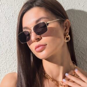 FEISEDY Fashion Square Aviator Sunglasses Women Men Classic Aviator Metal Frame Candy Color Glasses B1036