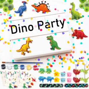 AVIASWIN Dinosaur Painting Kit for Kids, Arts and Crafts for Kids Ages 6-8, 8-12, 6 Dino Figurines Playset, Gifts for Boys and Girls, Blue, Red, Green, White, Black, Yellow