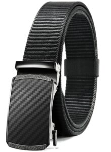 chaoren black ratchet belts for men - casual web nylon mens belt 1 3/8" - adjustable and durable for jeans