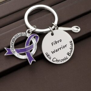 Fibromyalgia Awareness Gift Fibromyalgia Jewelry Fibro Warrior aka Chronic Badass Keychain (Fibro Warrior K)