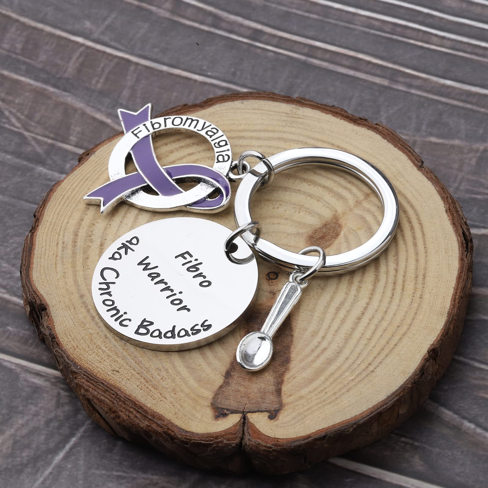 Fibromyalgia Awareness Gift Fibromyalgia Jewelry Fibro Warrior aka Chronic Badass Keychain (Fibro Warrior K)