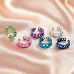 Y2K Resin Rings Colorful for Women Teen Girls,Chunky Rings Ying Yang Trendy Smiley Face Flower Heart Enamel Rings,Aesthetic Statement Stackable Ring Set Rings Jewelry (GREEN)